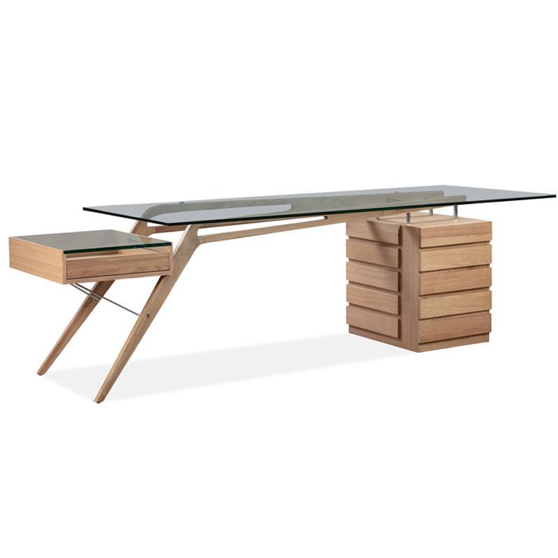 木製 デスク 机 ガラス テーブル 幅250cm 引き出し付 Kardiel 1949 Protractor 98" Desk 【代引不可 ...