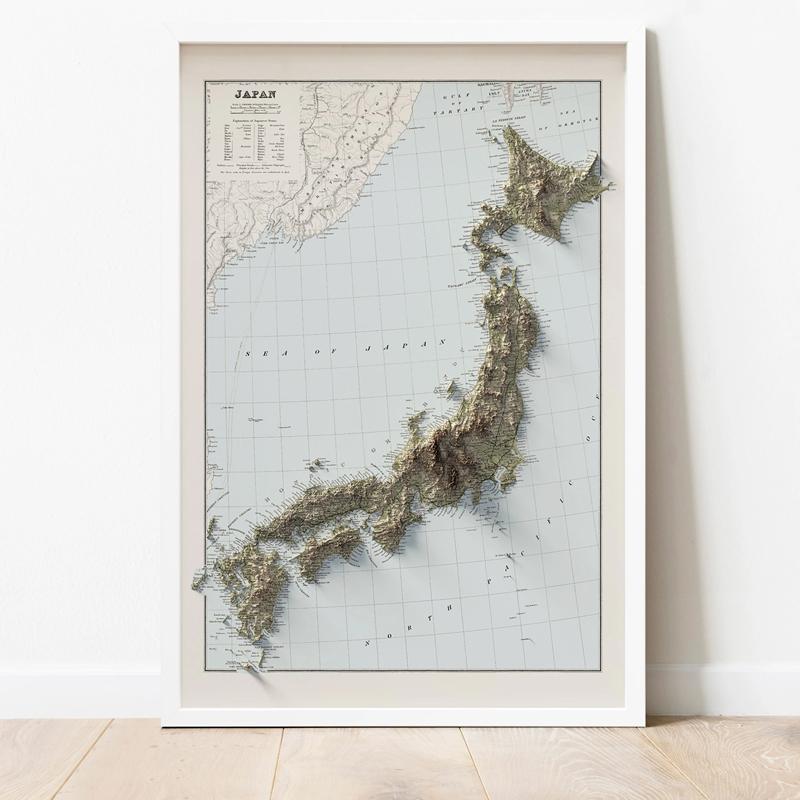2D マップ 日本 地図 JAPAN - VINTAGE RELIEF MAP (1901) : カリフォルニアキッチンマーケット - 通販 ...