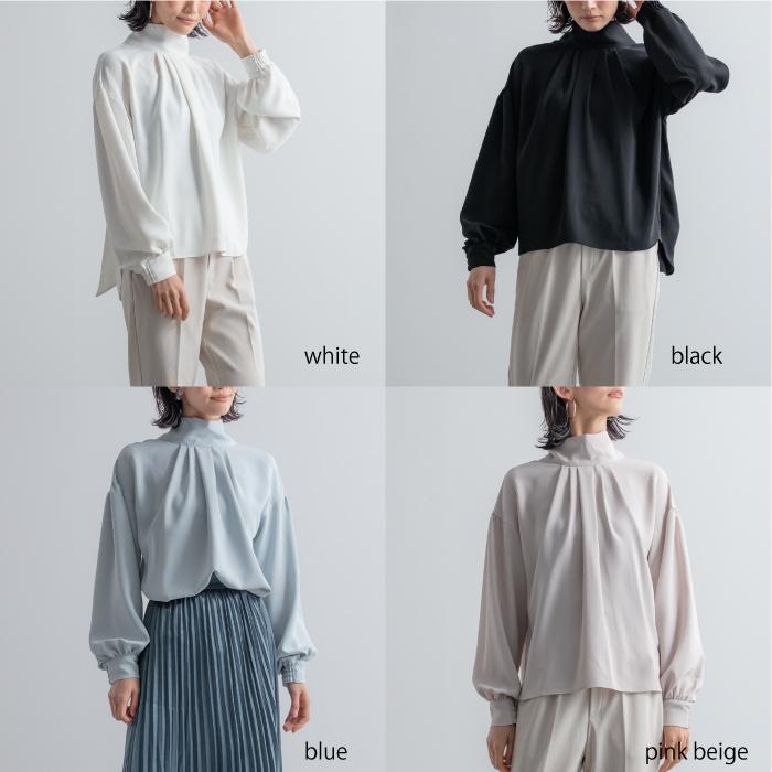 日本製 【とろみサテン バックリボンブラウス】 ドロップショルダー ボリュームスリーブ 袖口ゴム 2023 :CA51A:calan blue - 通販 - Yahoo!ショッピング