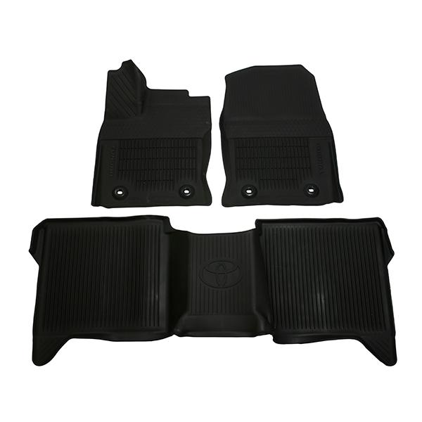MOPAR純正 ラバーマット ラバーフロアマット フロント リア 1台分 3枚セット TUNDRAロゴ入 ブラック 22y- トヨタ タンドラ クルーマックス : s08845 ...