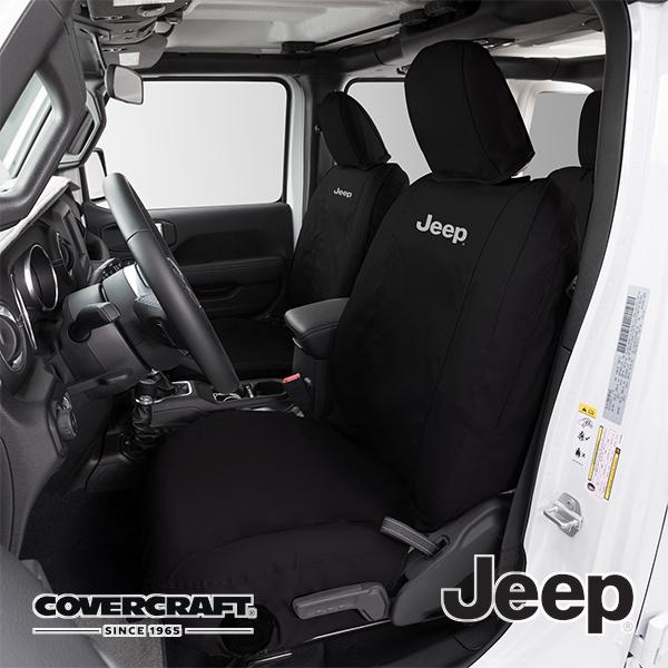 covercraft CoverCraft 正規品 シートカバー ロゴ入 ブラック 1stシート 左右分 フロント 運転席 助手席 ジープ JL ラングラー JT グラディエーター ...