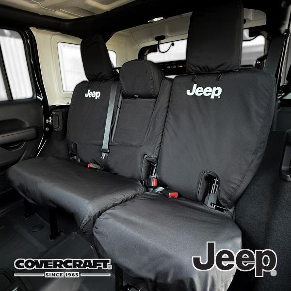 covercraft CoverCraft 正規品 シートカバー Jeepロゴ入 ブラック 2ndシート リア 6:4分割シート ヘッドレスト 背もたれ 座面 ジープ JLラングラー ...