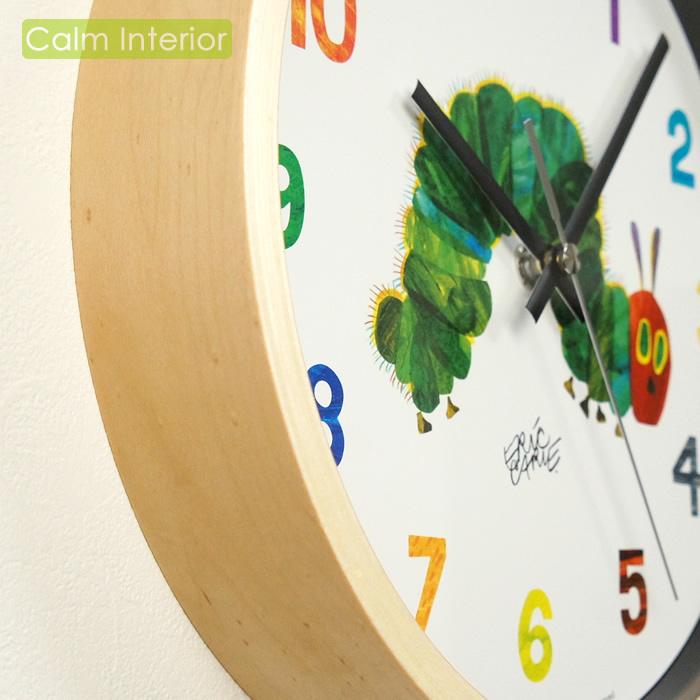 特典付 壁掛け時計 壁掛け 時計 ウォールクロック 木製 北欧 はらぺこあおむし The Very Hungry Caterpillar ...