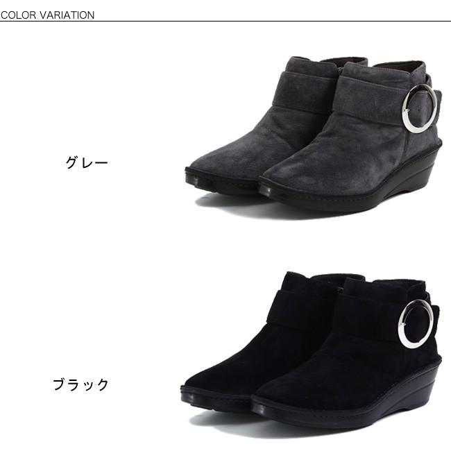 インコルジェ ブーツ レディース 本革 日本製 ショートブーツ コンフォート バックル ウェッジソール 幅広 3E 歩きやすい 厚底(FOO ...