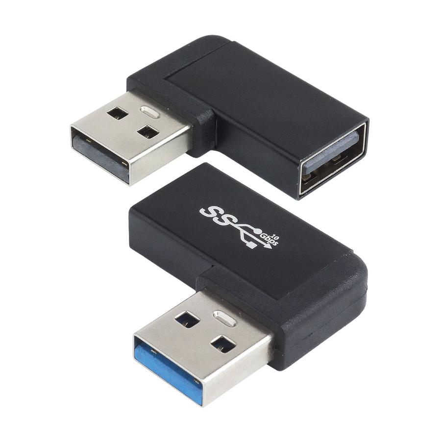 変換アダプタ L型 L字型 USB 3.2 Type-A オス メス タイプ A 変換コネクタ 角度 90度 角度変換 データ転送 : カルム ...