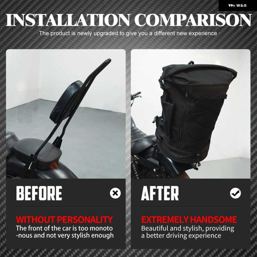 ブランド登録なし オートバイ 50L-85L キャリアバックパックシーシーバーバックレストバッグストラップ付き拡張可能なテールラックバッグ 汎用 ほとんどの オ : Calore - 通販 ...