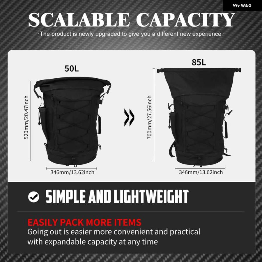 ブランド登録なし オートバイ 50L-85L キャリアバックパックシーシーバーバックレストバッグストラップ付き拡張可能なテールラックバッグ 汎用 ほとんどの オ : Calore - 通販 ...