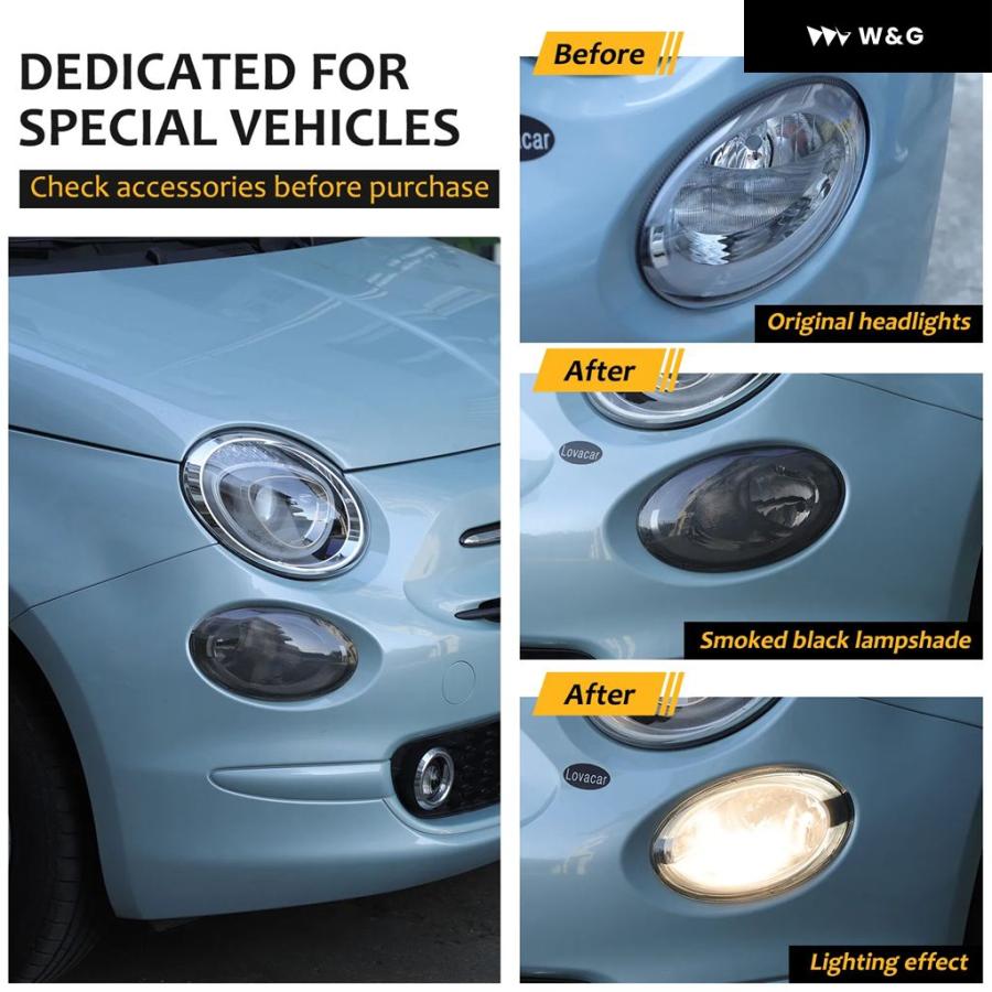 【並行輸入品】 ABSブラック車 テールライト カバー リアランプ シェード フィアットアバルト595 695 500 2016-2024スモークブラック ヘッドライト 装飾 : Calore ...