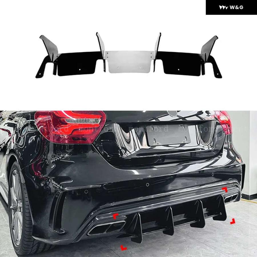 メルセデスベンツ A クラス W176 A45 AMG 2016-2018 4 フィンリアバンパー ディフューザーリアサイドスプリッタースポイラーリップ カスタ : Calore車バイク用品 ...