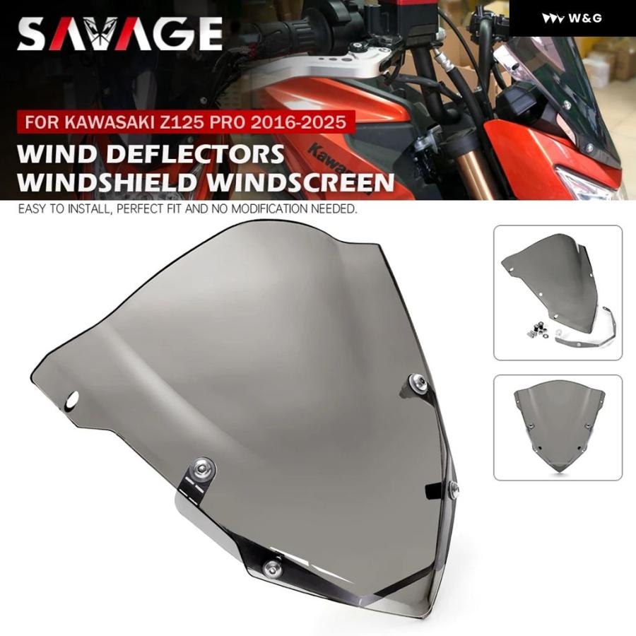 ウィンドシールド ウィンドスクリーン カワサキ Z 125 Z125 PRO 2016-2024 バイク オートバイ アクセサリー エアデフレクターペア BR125 : Calore車バイク用 ...