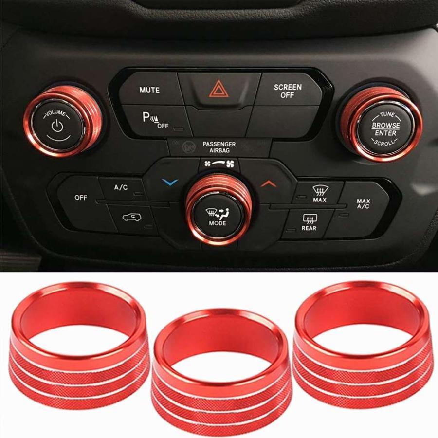 18y- レネゲード | エアコンスイッチノブトリムカバー 3PCS レッド : キャルウイングパーツセンターヤフー店 - 通販 - Yahoo!ショッピング
