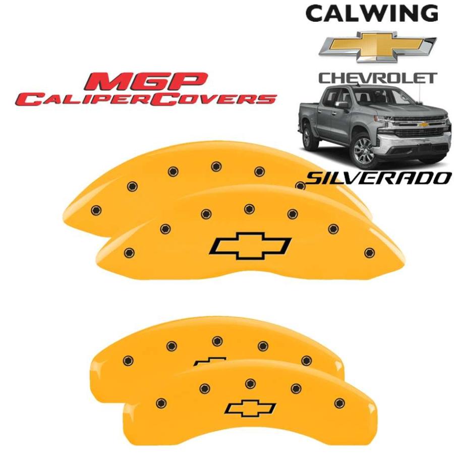 19y- シルバラード 1500 | ブレーキキャリパーカバー イエロー ボウタイロゴ 4PCS MGP : キャルウイングパーツセンターヤフー店 - 通販 - Yahoo!ショッピング