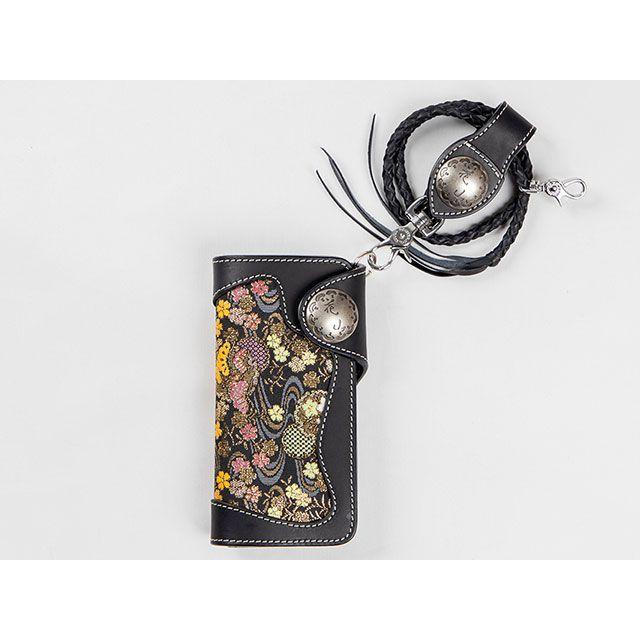 DEGNER（デグナー） W-9AK 花山レザーウォレット（流水雪輪/ブラック