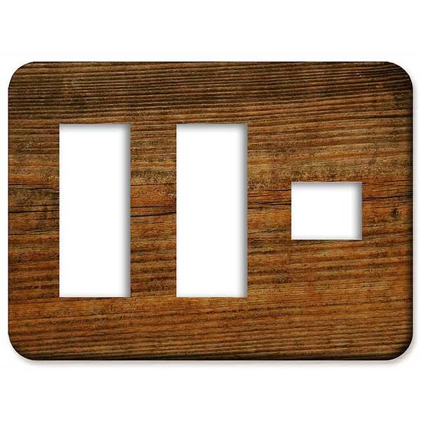 パナソニック 【コスモワイドシリーズ21ラウンドタイプ】コンセントカバー スイッチカバー 3連 プレート 交換 プレミアムウッド 木目調柄 (ダークブラウン) 42番 :cosmo3-wood ...