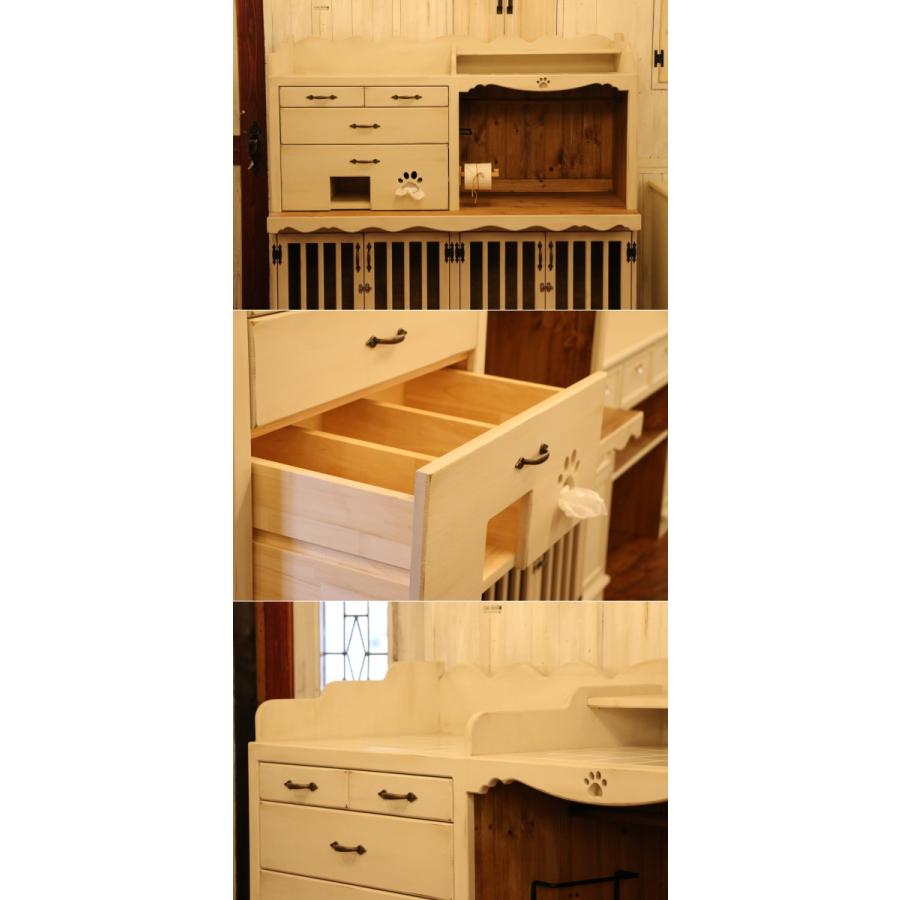 【日本製】ペットハウス W1460 ペット用品 ペット用家具 カントリー 犬小屋 収納スペース キャビネット ゲージ 犬 ハウス : キャン ...