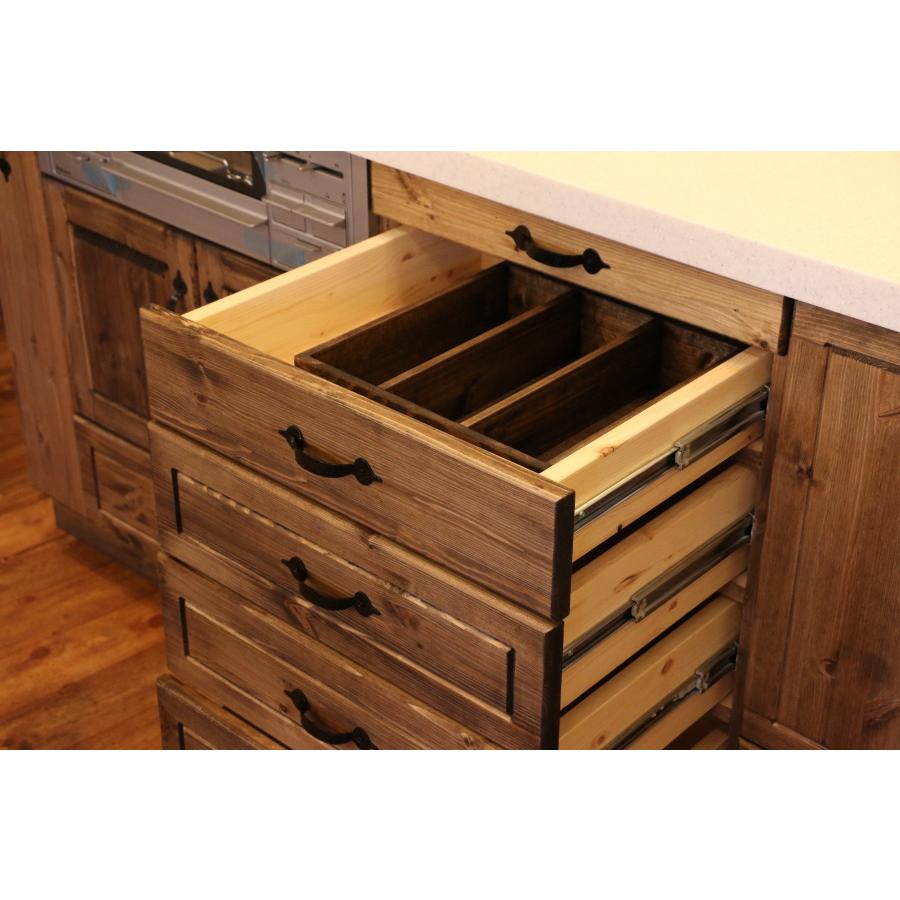 カントリー キッチン W2550 I型 オーダー家具 サイズ変更可能 北欧 無垢 木製 パイン材 収納 人工大理石 天板 セラミック ステンレス : キャンドールインテリア - 通販 ...