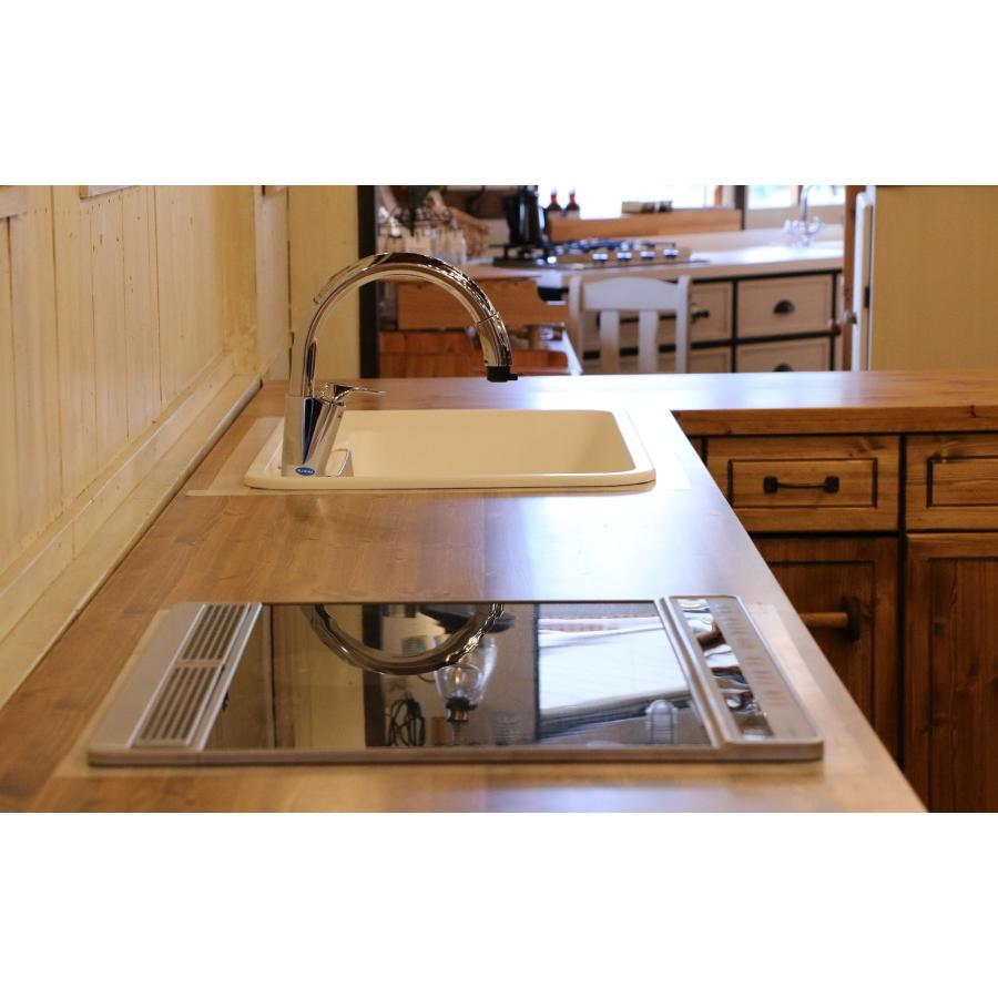 カントリー キッチン L型 W2960 W1550 木天板 木目調 メラミン天板 オーダー家具 サイズ変更可能 北欧 無垢 木製 パイン材 ...