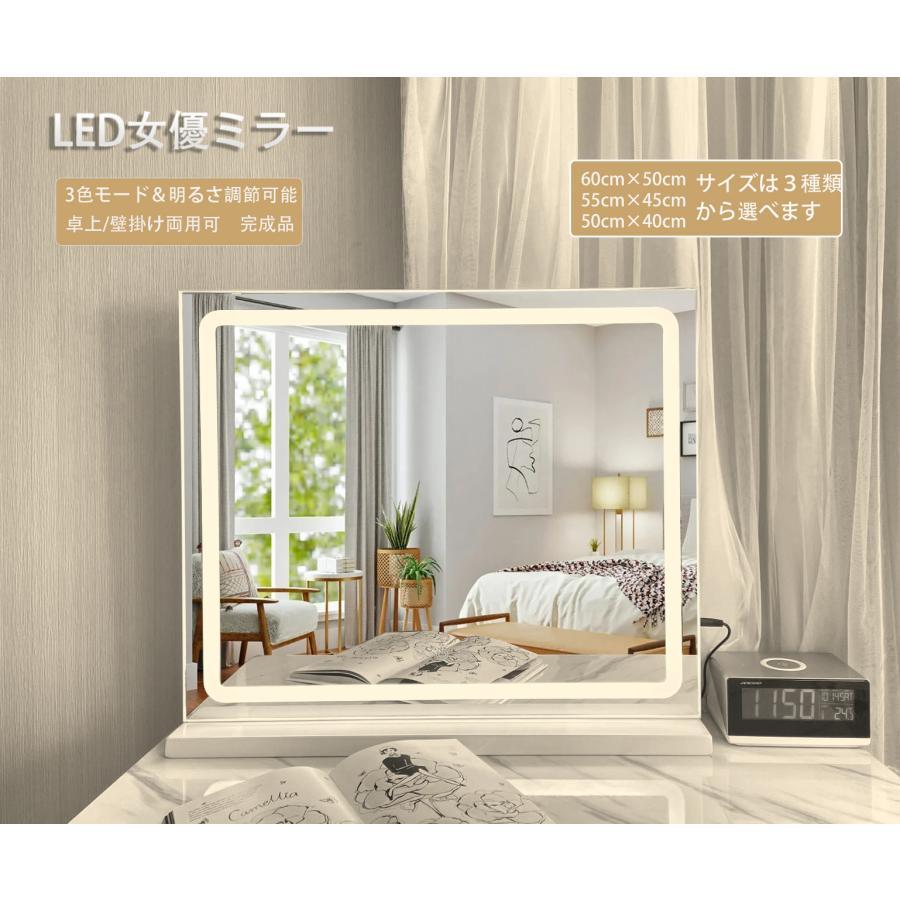 女優ミラー 化粧鏡 自社製品 卓上用 / 壁掛け ハリウッドミラー 幅55cm高47cm 大型化粧鏡 3色照明モード 明るさ調節可能 LEDライト付き10倍拡大鏡付き MR02 : キャンディ ...