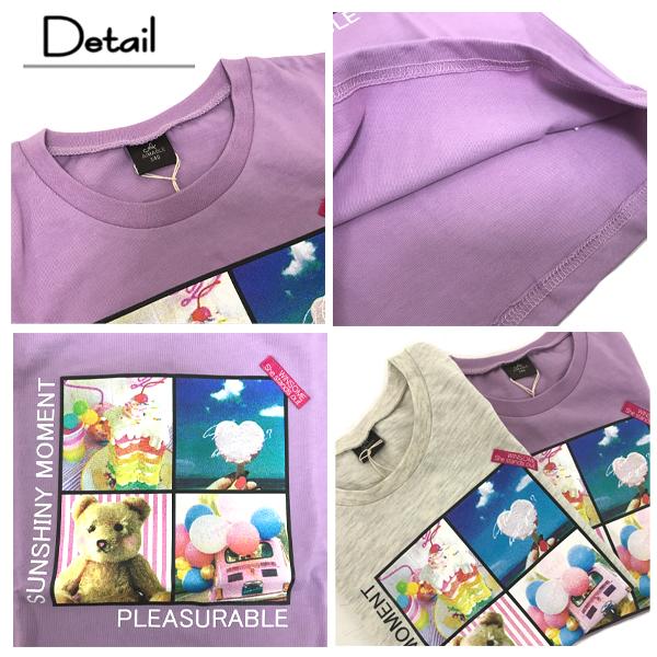 【30%OFFセール】エマーブル〔AIMABLE〕フォトプリント 半袖Tシャツ（グレー・ラベンダー） : キャンディベア・ヤフー店 - 通販 - Yahoo!ショッピング