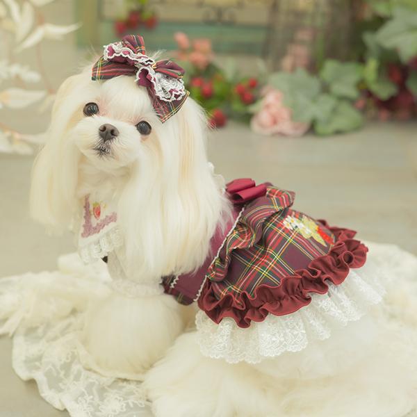 CanNana 犬 犬服 秋冬 ドックウェア ワンピース レトロ いちご タータンチェック チェック かわいい フリフリ セレブ 小型犬 ブランド きゃんナナ : きゃんナナオンラインショップ ...