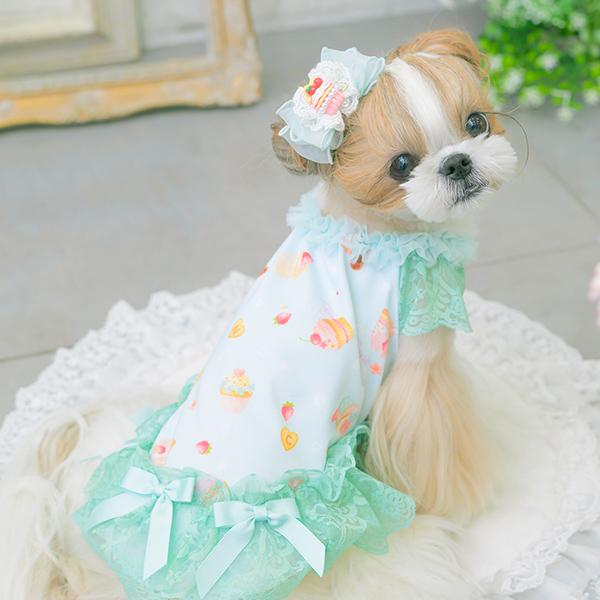 CanNana 犬 アクセサリー バレッタ リボン スイーツ カップケーキ オーガンジー 透け感 ギフト プレゼント 小型犬 きゃんナナ LB ...