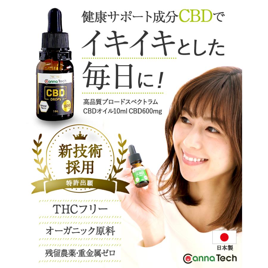 CBD オイル 18% CannaTech 高濃度 CBD 1800mg 内容量10ml 国産 国内製造 合法 ブロードスペクトラム ドロップ チンキ テルペン MCTオイル :100481 ...