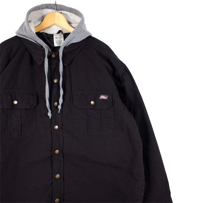 Dickies ディッキーズ ワークシャツジャケット ジップパーカーレイヤード調 メンズUS-2XLサイズ ブラック キルティングライナー jk-3195 : 古着屋Canopus - 通販 ...