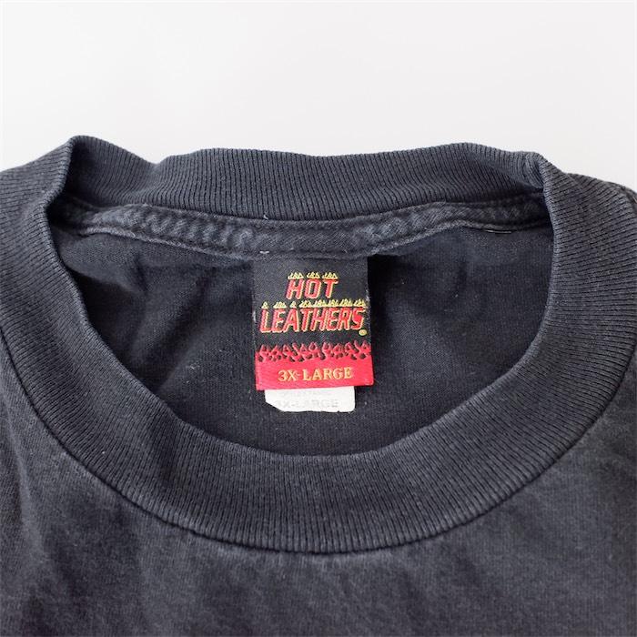 HOT LEATHERS クルーネック長袖Tシャツ メンズUS-3XLサイズ スカル トライバル 両面＆袖プリント ブラック ロンT ...