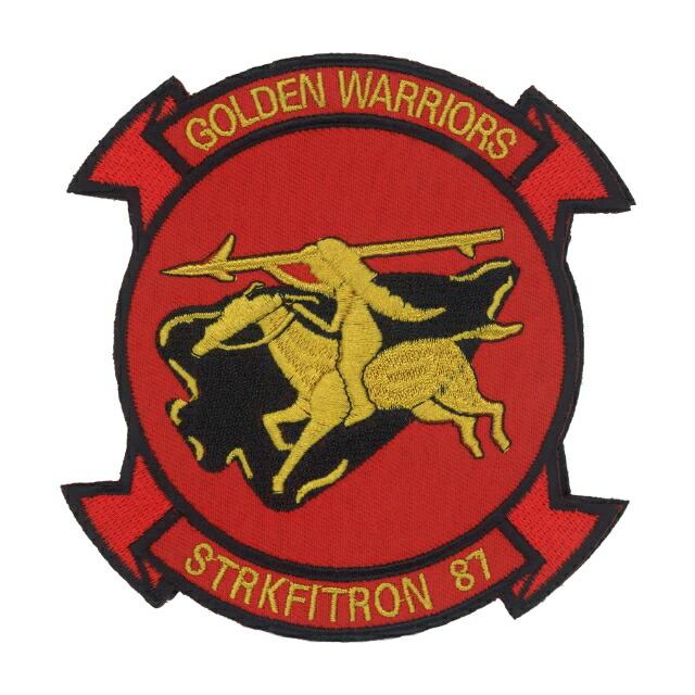 Military Patch（ミリタリーパッチ）VFA-87（第87戦闘攻撃飛行隊）「ゴールデン・ウォーリァーズ」SQパッチ [フック付き ...
