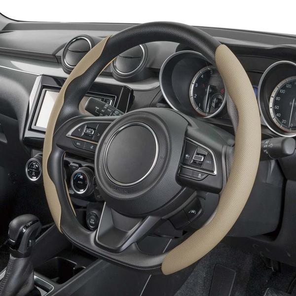 ハンドルカバー S M サイズ 兼用 軽自動車 普通車 クイック ディンプルレザー スポーティー デザイン ベージュ ボンフォーム 6930-15BE : 6930-15-be : カープロ ...