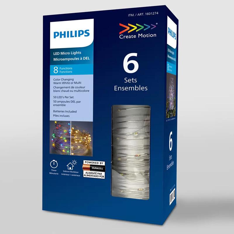 Philips フィリップス マイクロ ライト 6個セット 1601274 クリスマス 50色 LED タイマー キラキラ 屋外 外 庭 光 ...