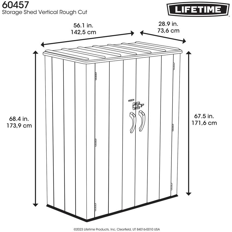 LIFETIME ライフタイム 棚付き 屋外 物置 1768199 幅143cm 高さ173cm 木目 棚 施錠可 UV保護 収納 ボックス ...