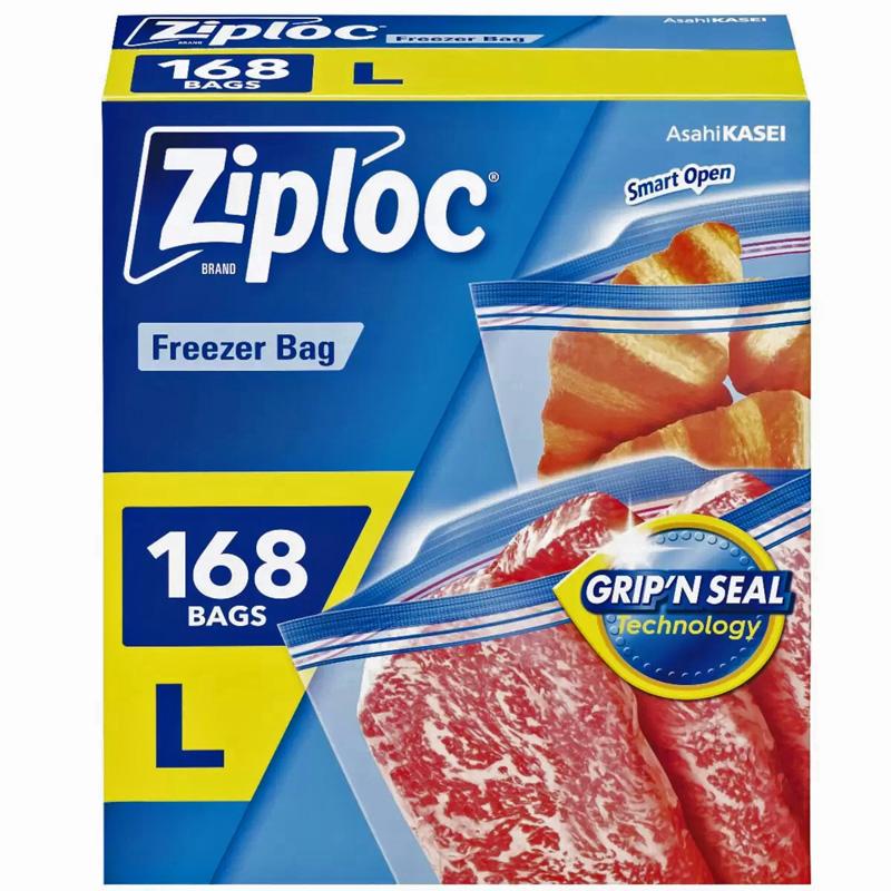 ジップロック Ziploc フリーザーバッグ Lサイズ 168枚 66721 大容量 大量 家庭用 開けやすい ジッパーバッグ 密封 冷凍 保存 レンジ 解凍 耐熱 耐冷 通販 直送 ...
