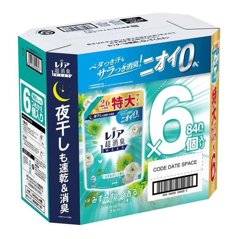 P&G レノア 超消臭 1WEEK 840ml x6 フレッシュグリーン 67701 夜干し 速乾 消臭 汗 花粉 防臭 部屋干し 静電気 抗菌 赤ちゃん 大容量 大量 コストコ 直送 ...