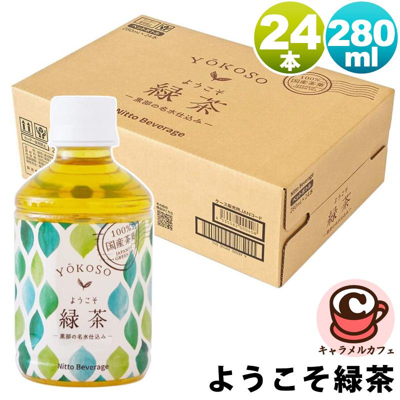 ニットービバレッジ ようこそ緑茶 280ml 24本 75890 国産 黒部 名水 北アルプス ノンカフェイン ペットボトル 箱買い まとめ買い 大容量 備蓄 被災時 災害時 コストコ 通販 ...