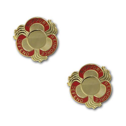 アメリカ陸軍 クレスト - 第428野戦砲旅団 Support Reinforce Defend サービスドレス用 米軍 ミリタリーバッジ 2 ...