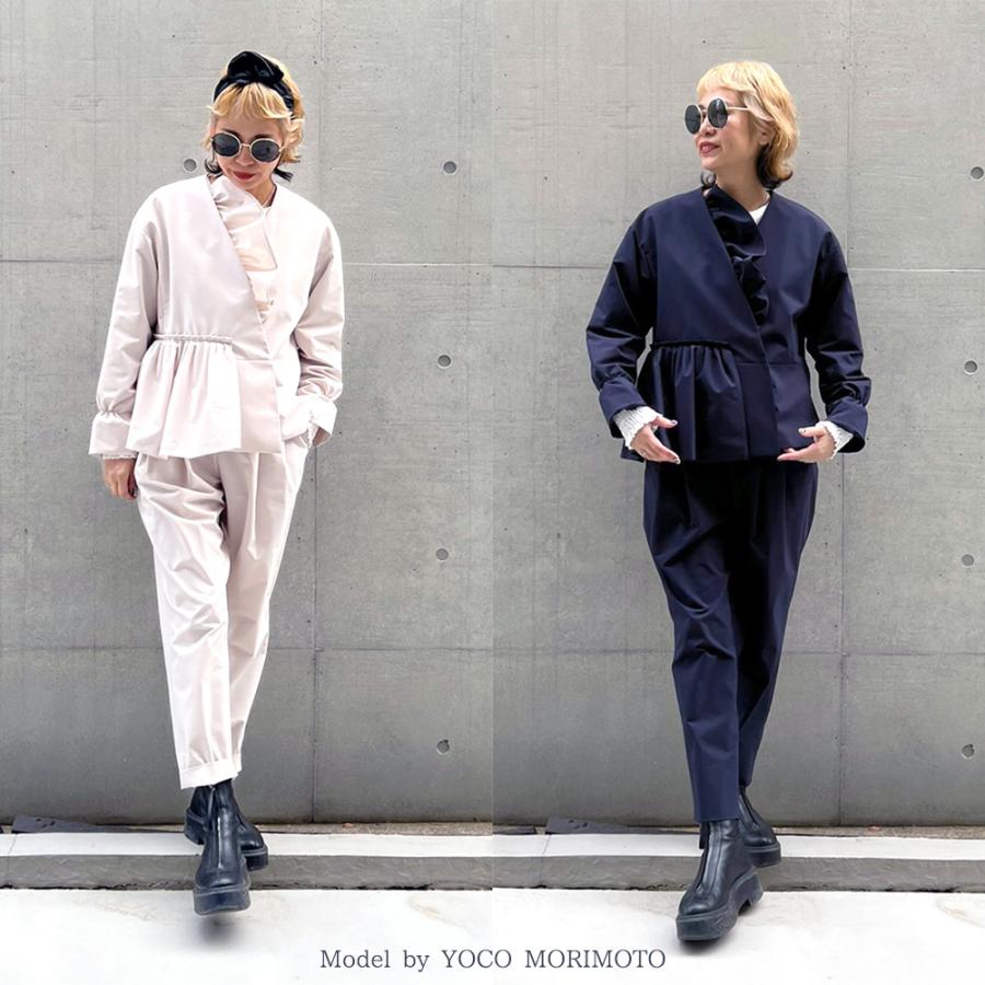 CARETTE YOCO MORIMOTO セレモニースーツ レディース 入学式 ママスーツ 卒業式 卒園式 入園式 結婚式 フォーマル パンツ セットアップ ネイビー ベージュ 試着 フリル ...