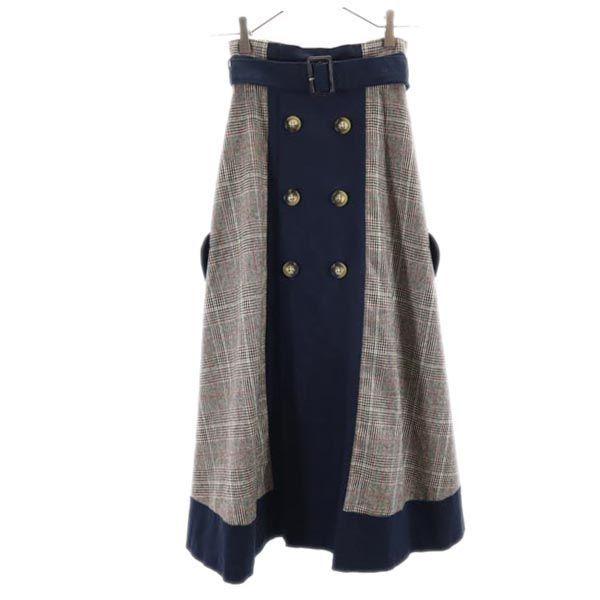 アメリ チェック柄 ロングスカート グレー×ネイビー AMERI UNDRESSED レディース 古着 中古 : CARMAK-2nd - 通販 - Yahoo!ショッピング