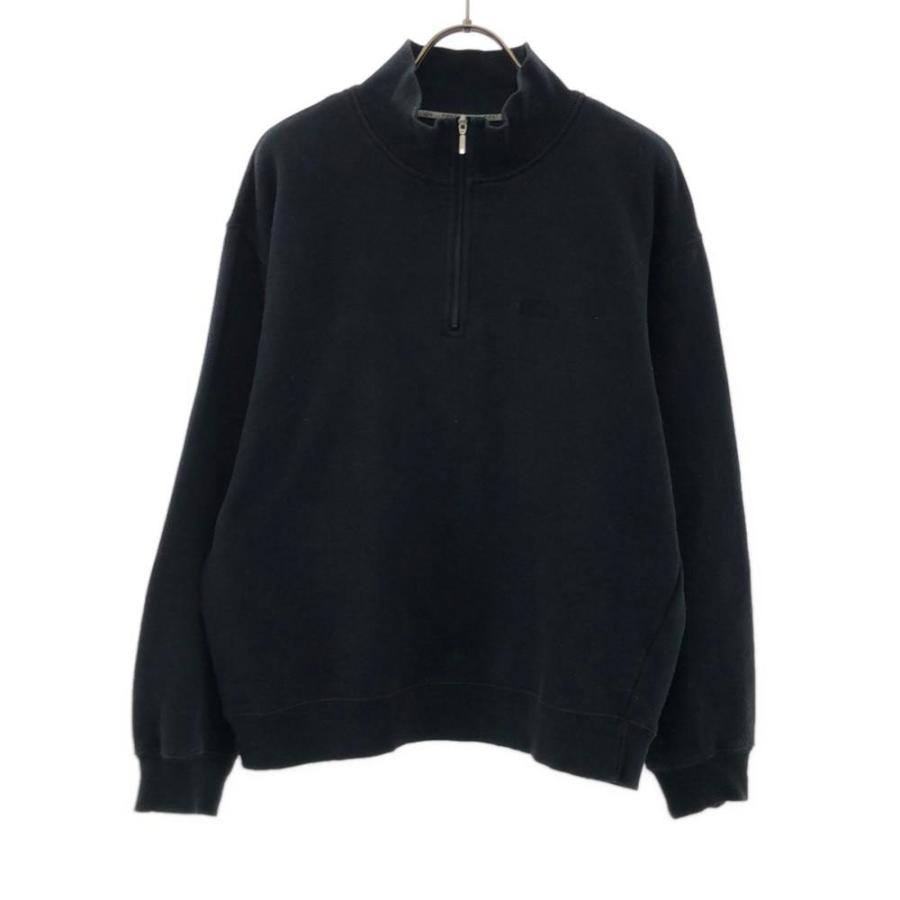 FIRST DOWN ファーストダウン ロゴ刺繍 長袖 ハーフジップ スウェット M ブラック FIRSTDOWN 裏起毛 プルオーバー トレーナー メンズ 古着 中古 : CARMAK ...
