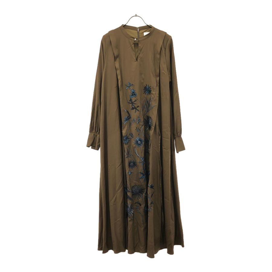 未使用 AMERI UNDRESSED アメリ 花柄刺繍 長袖 エンブロインダリー ロングワンピース M ブラウン系 タグ付き MADELYN EMBROIDERY DRESS レディース ...