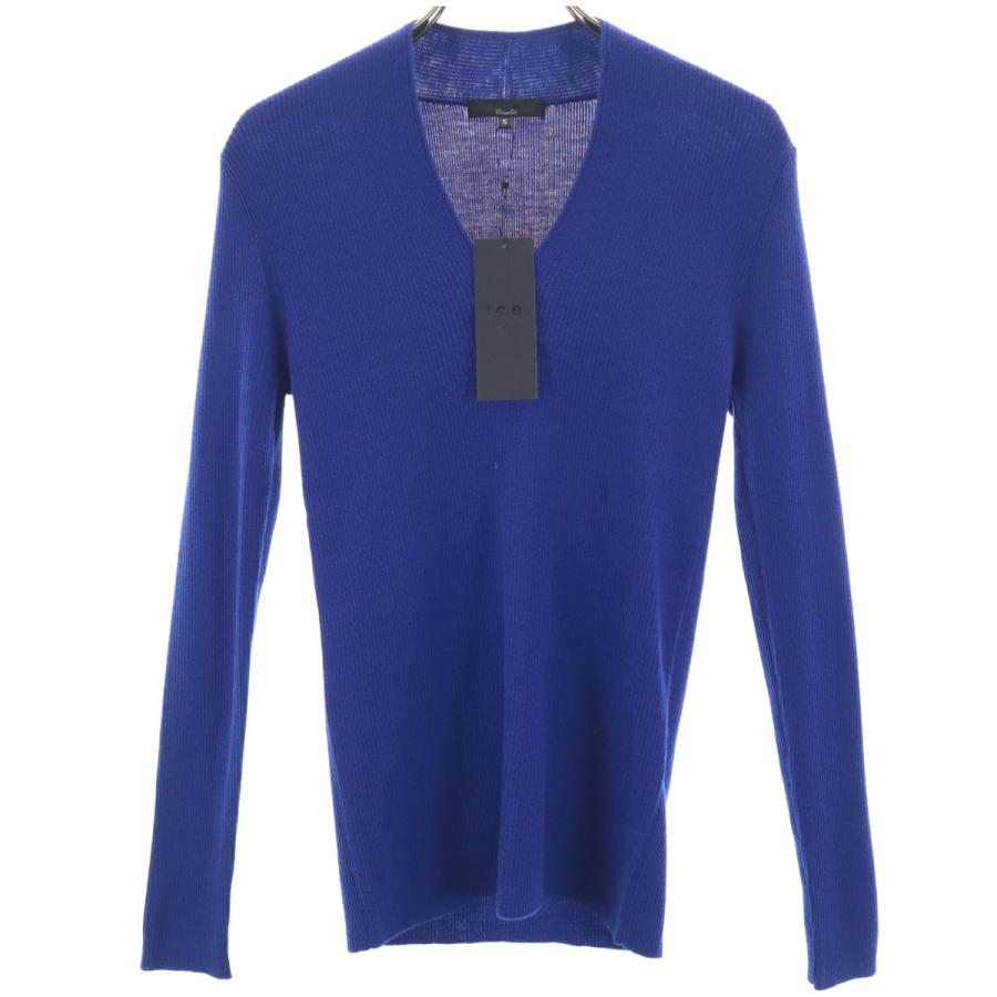 ICB iCB アイシービー ウール100％ 長袖 Vネック リブ セーター S 青 ニット レディース 古着 中古 : CARMAK-2nd - 通販 - Yahoo!ショッピング
