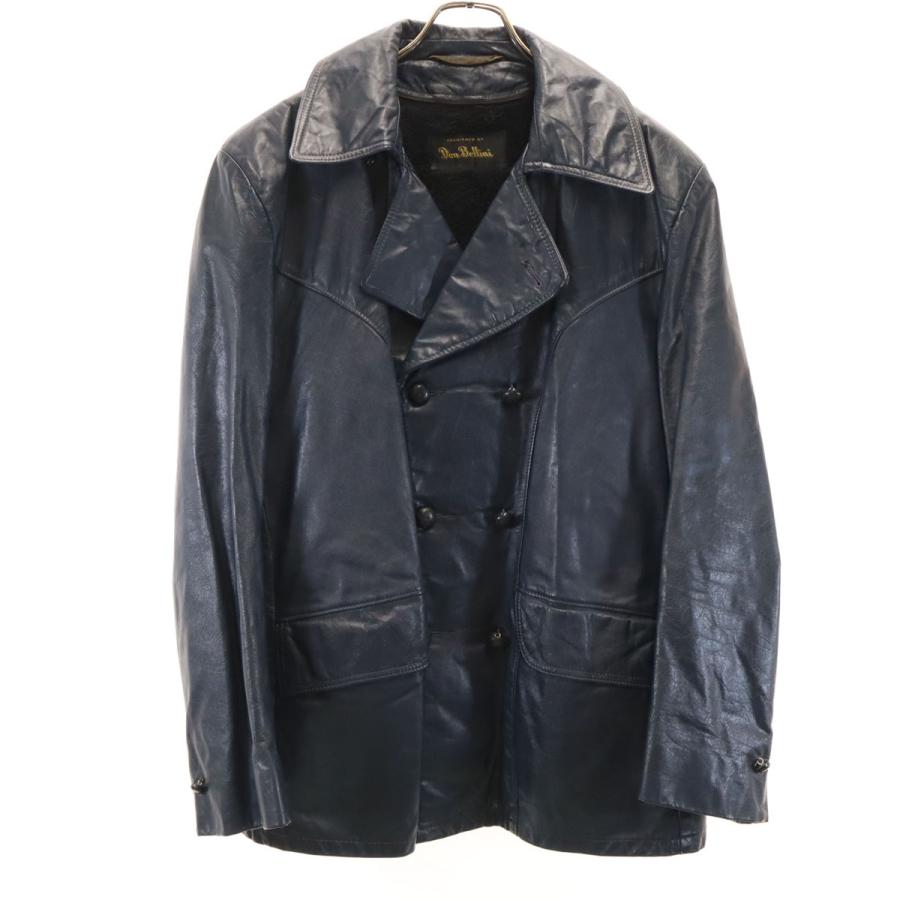 DON BELLINI ドンベリーニ 本革レザー ピーコート 42 ネイビー ライナー付き メンズ 古着 中古 : CARMAK-2nd ...