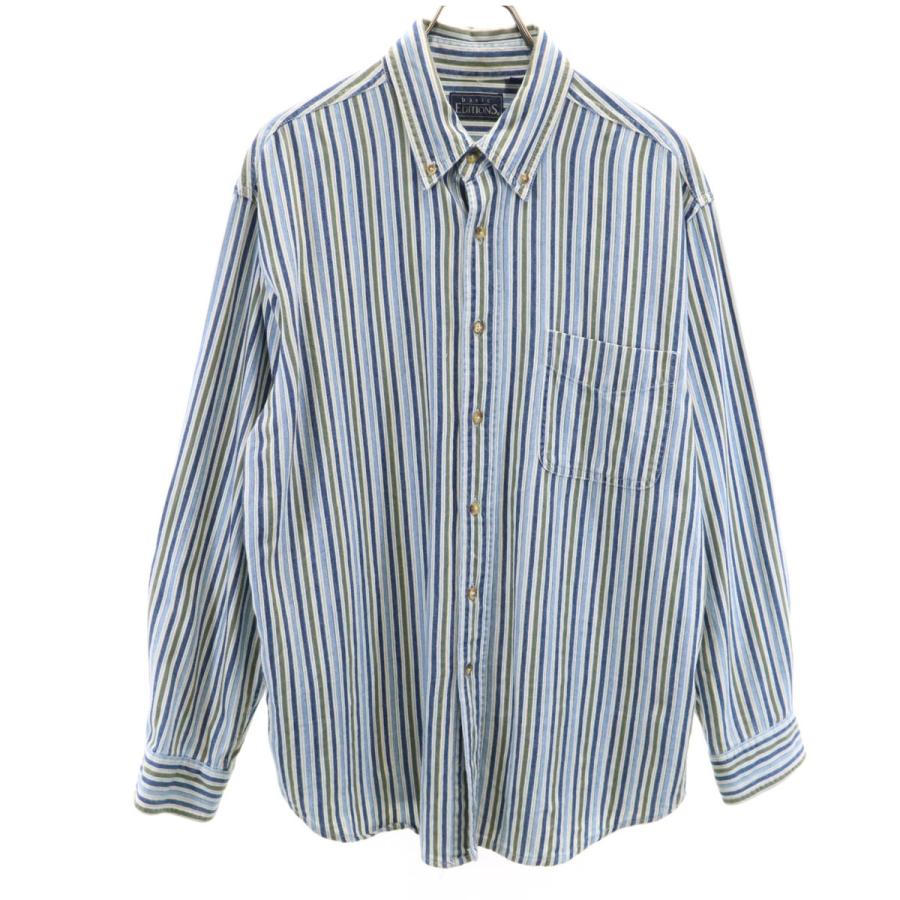 BASIC EDITIONS ベーシック エディションズ 90s 00s オールド ストライプ柄 長袖 ボタンダウンシャツ M ブルー メンズ 古着 中古 : CARMAK-2nd - 通販 ...