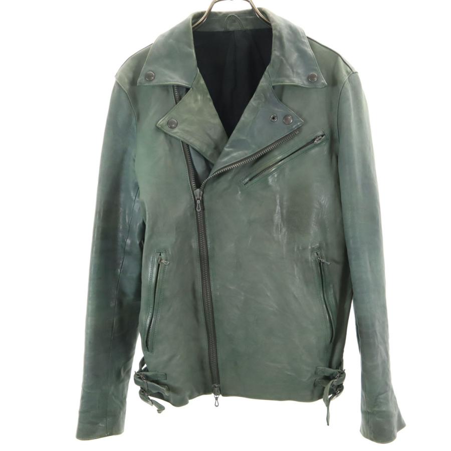 ATTACHMENT アタッチメント 日本製 牛革レザー ダブルライダースジャケット 1 グリーングレー系 T163 メンズ 古着 中古 : CARMAK-2nd - 通販 - Yahoo ...