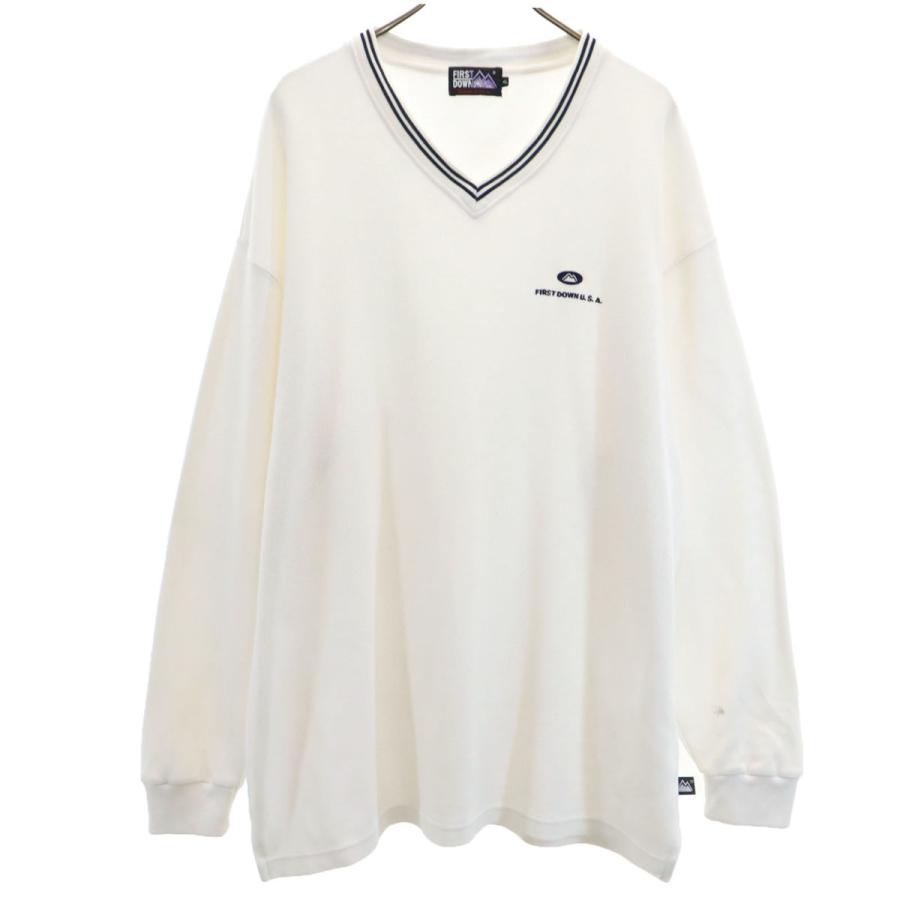 FIRST DOWN FIRSTDOWN ファーストダウン 長袖 Vネック トレーナー 4L ホワイト スウェット ビッグサイズ メンズ 古着 中古 : CARMAK-2nd - 通販 ...