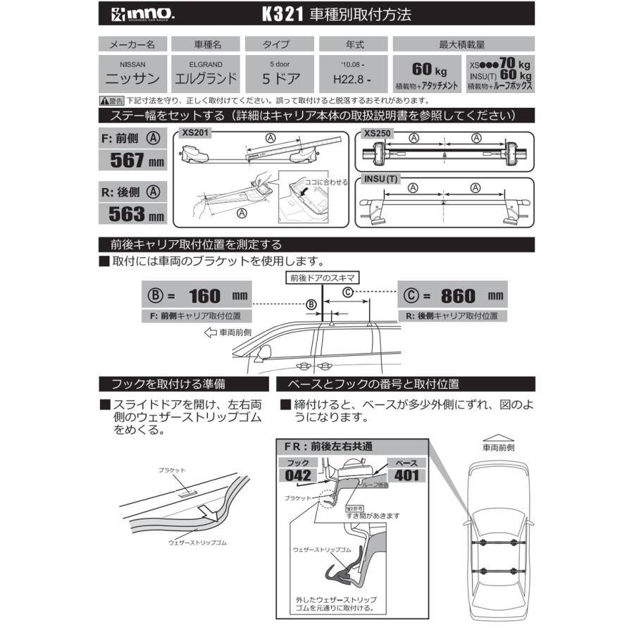 INNO ニッサン セレナ H22.11〜H28.8 C26系 車 ルーフキャリア 車種別 ベースキャリアセット エアロベース フラッシュタイプ inno carmate (P01) : カー ...