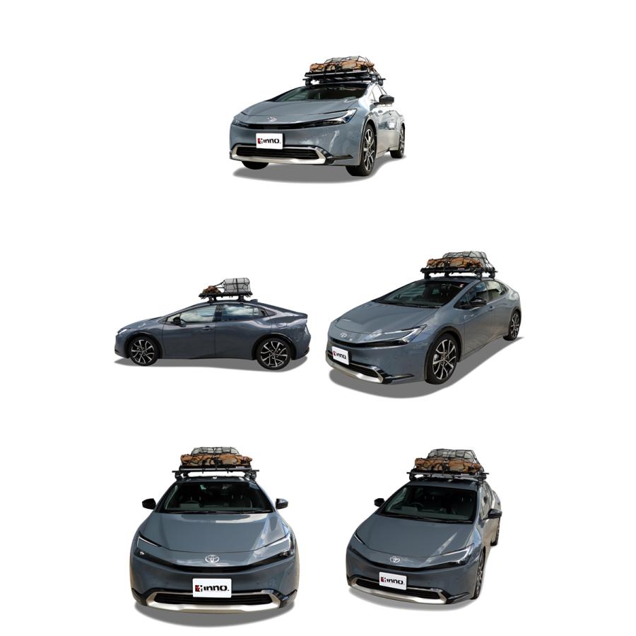 INNO トヨタ プリウス 60系 R5.1〜 ルーフキャリア 車種別キャリア 4点セット エアロベース スルータイプ ルーフラック キャリア INT579BK inno carmate ...