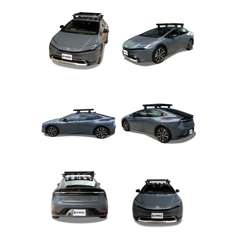 INNO トヨタ プリウス 60系 R5.1〜 ルーフキャリア 車種別キャリア 4点セット エアロベース スルータイプ ルーフラック キャリア INT579BK inno carmate ...