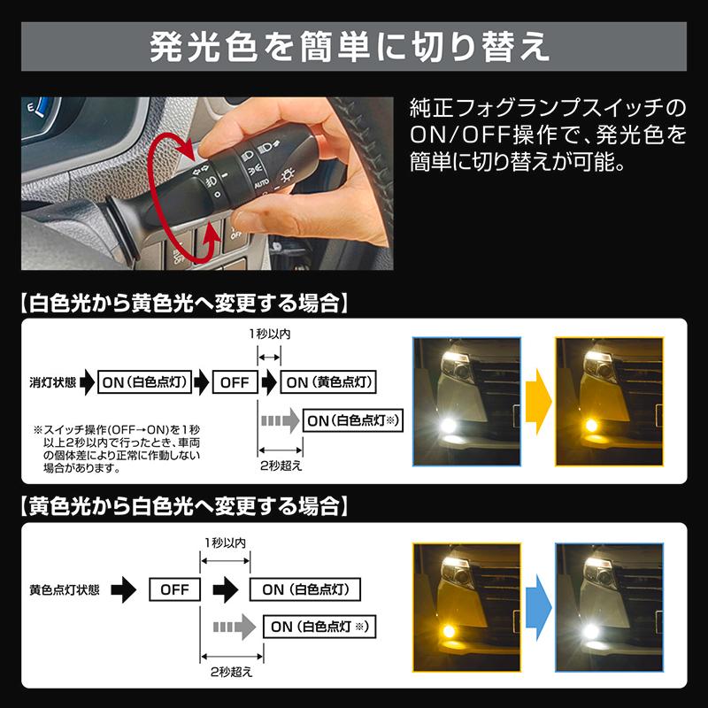 GIGA 車 LED LEDカラー 2色切り替え フォグランプ BW5161 LEDフォグバルブ F3500D 6000K 3000K H8/H11/H16 3500lm 3年間保証 車検対応 ...