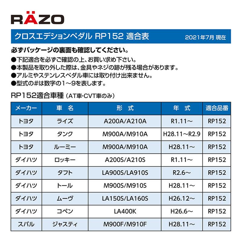 カーメイト 車 ペダル ルーミー タフト RAZO RP152 クロスエディションペダル トヨタ・ダイハツ車用 razo carmate (R80)(P05) : カーメイト 公式オンライン ...